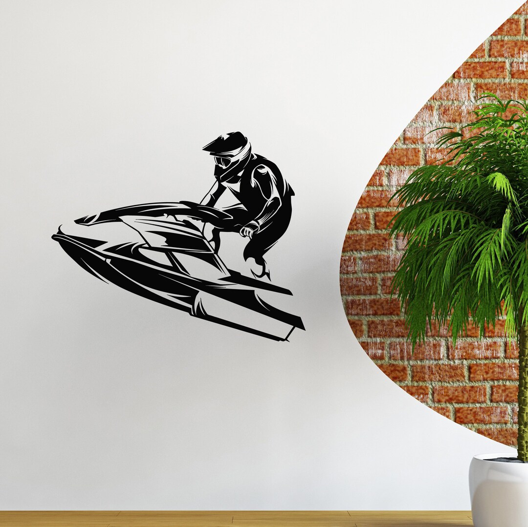Jet Ski Vinyl Wall Decal Freedom Extreme Sports Water Race Stickers ...