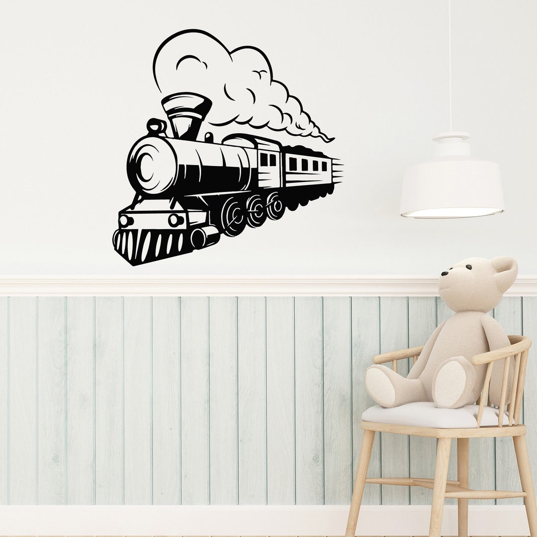 Train Vinyl Wall Decal Locomotive Steam Railway Transport Stickers ...