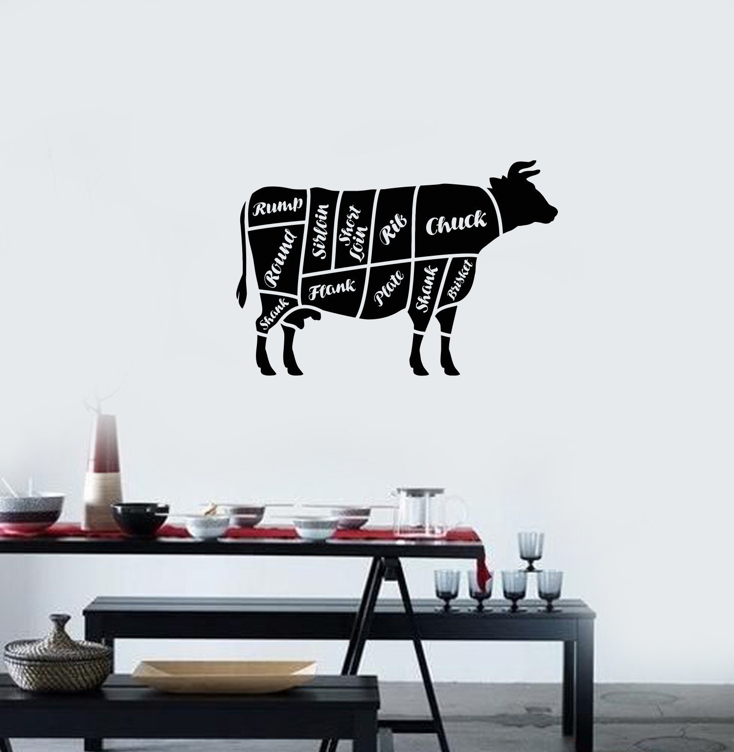 Butcher Shop Vinyl Wall Decal Cut of Beef Interior Decoration | Etsy