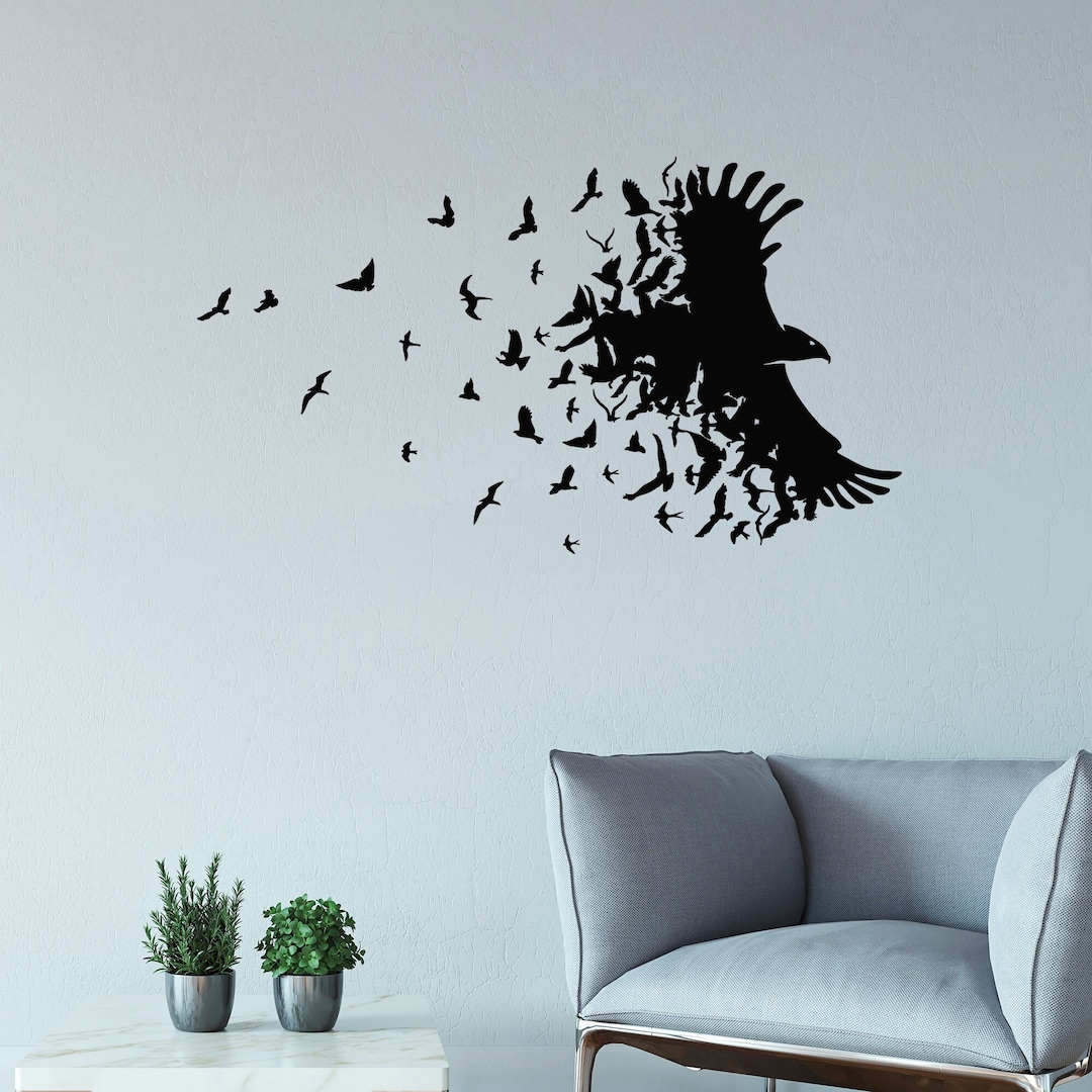 Black Raven Vinyl Wall Decal Birds Flying Patterns Room Home Stickers ...