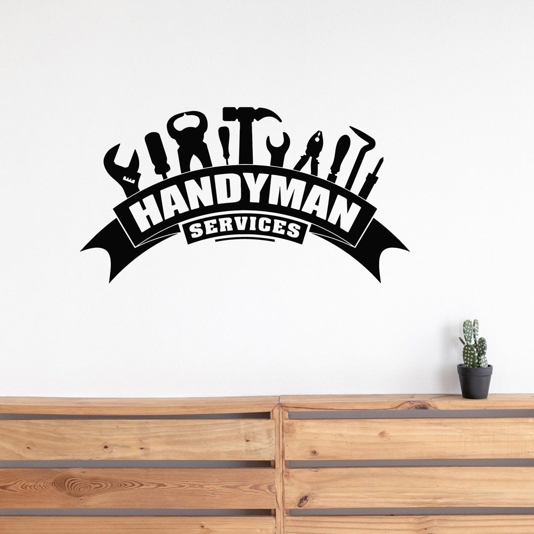 Handyman Vinyl Wall Decal Art Service Tools Home Repair Decor Stickers ...