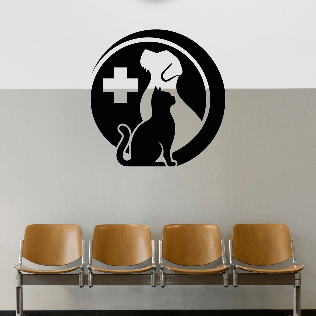 Veterinary Clinic Logo Wall Vinyl Decal Dog Cat Pet Help Animal ...