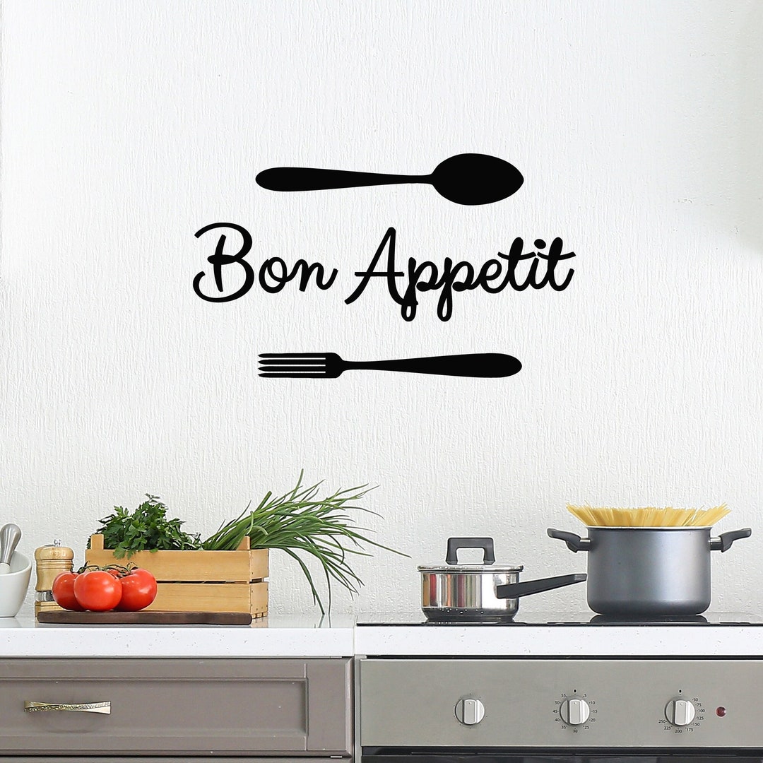 Bon Appetit Vinyl Wall Decal Words Fork Spoon Dining Room Kitchen ...