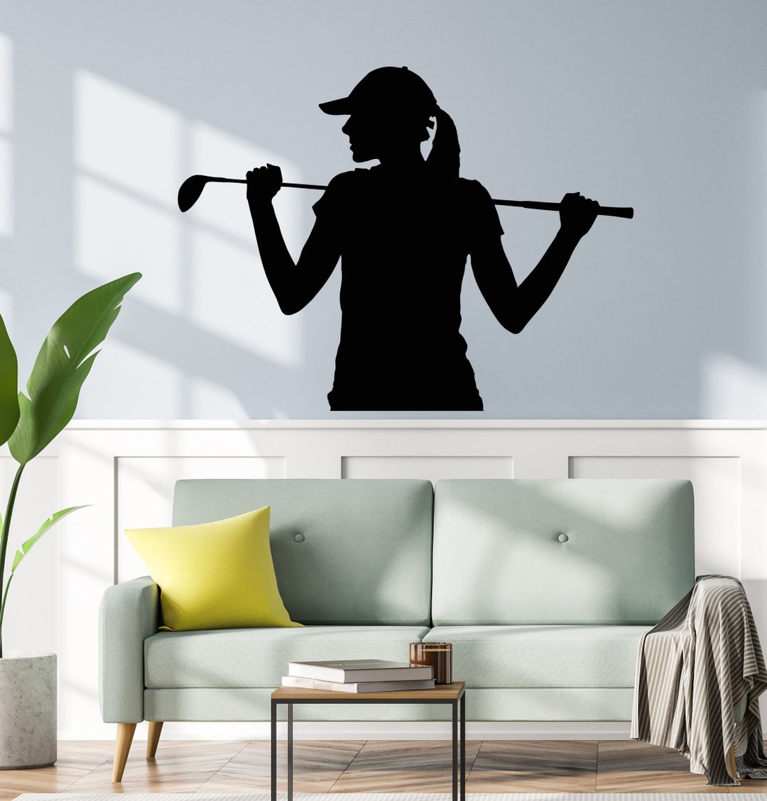 Golf Girl Vinyl Wall Decal Silhouette Woman Golfer Player Club Stickers ...