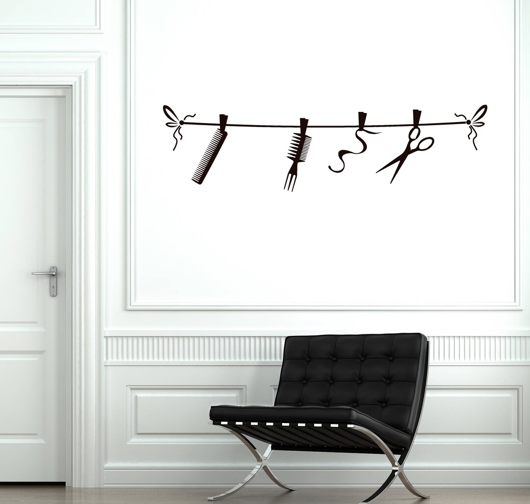 Hair Salon Tools Vinyl Wall Decal Hairdressing Stylist Window Art ...