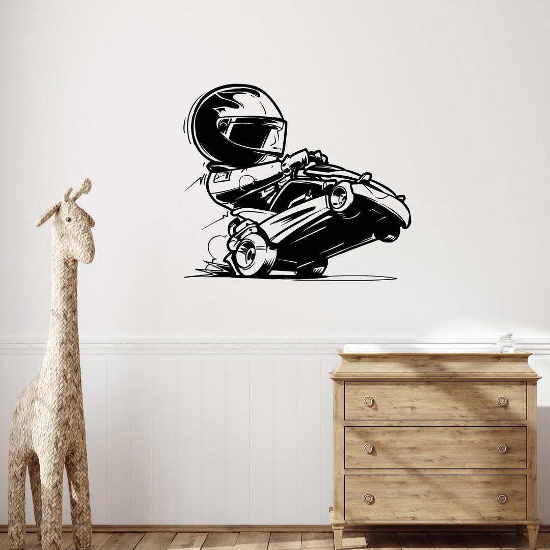 Karting Vinyl Wall Decal Go Kart Sign Racing Racer Kids Room Decor ...