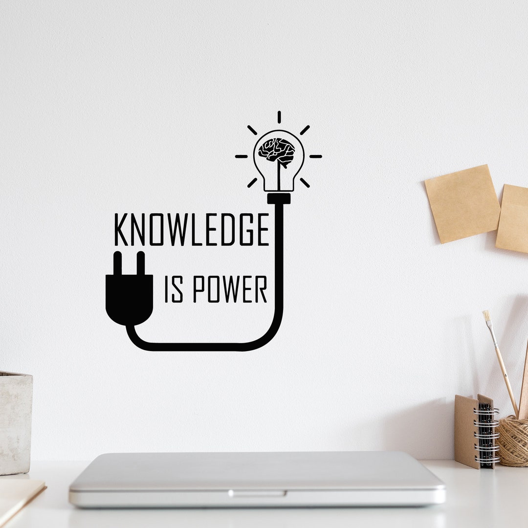 Knowledge Vinyl Wall Decal Power Motivational Phrase Brain Idea ...