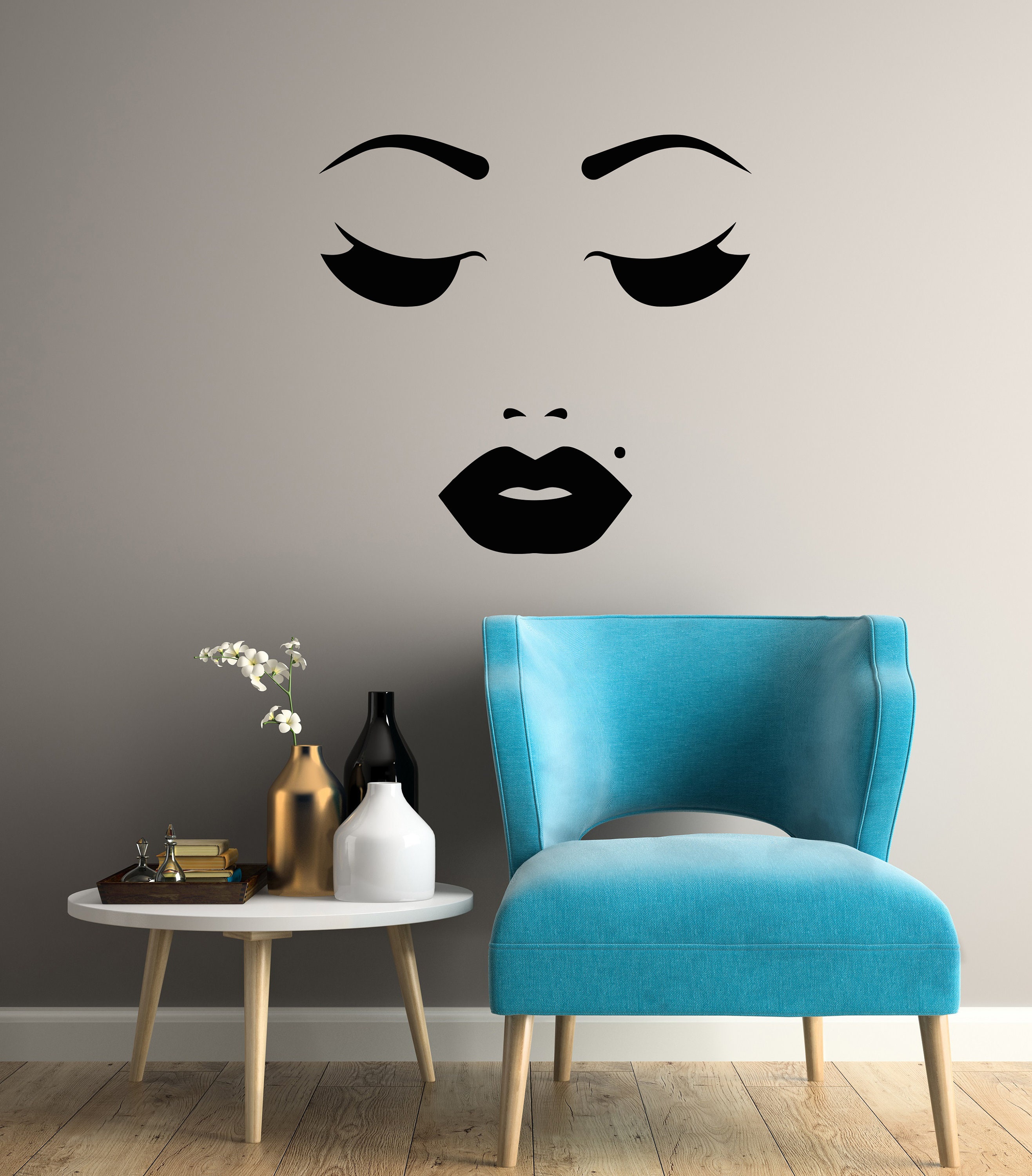 Female Beautiful Face Vinyl Wall Decal Beauty Hair Girl Room - Etsy