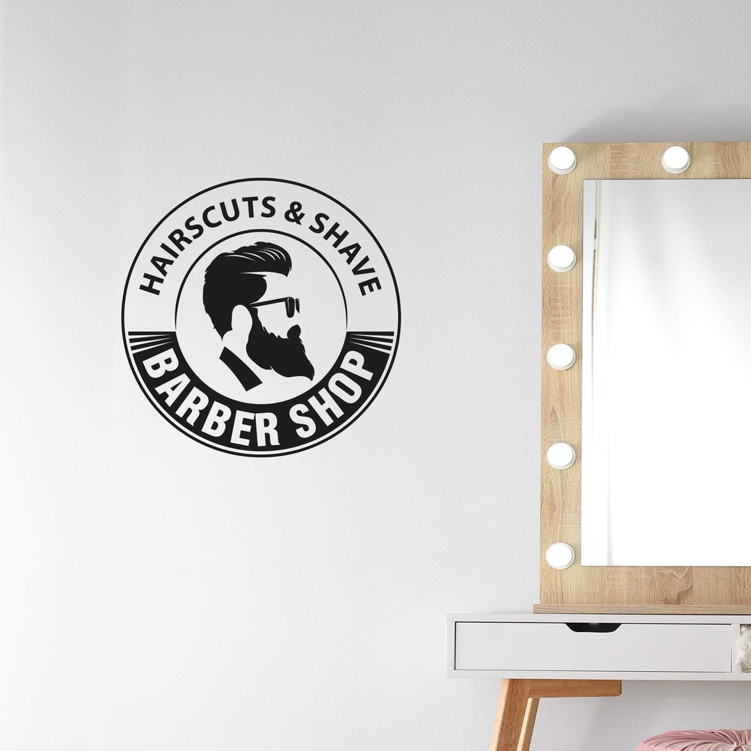 Barbershop Vinyl Wall Decal Barber Shop Sign Haircuts Shave Hair Salon ...