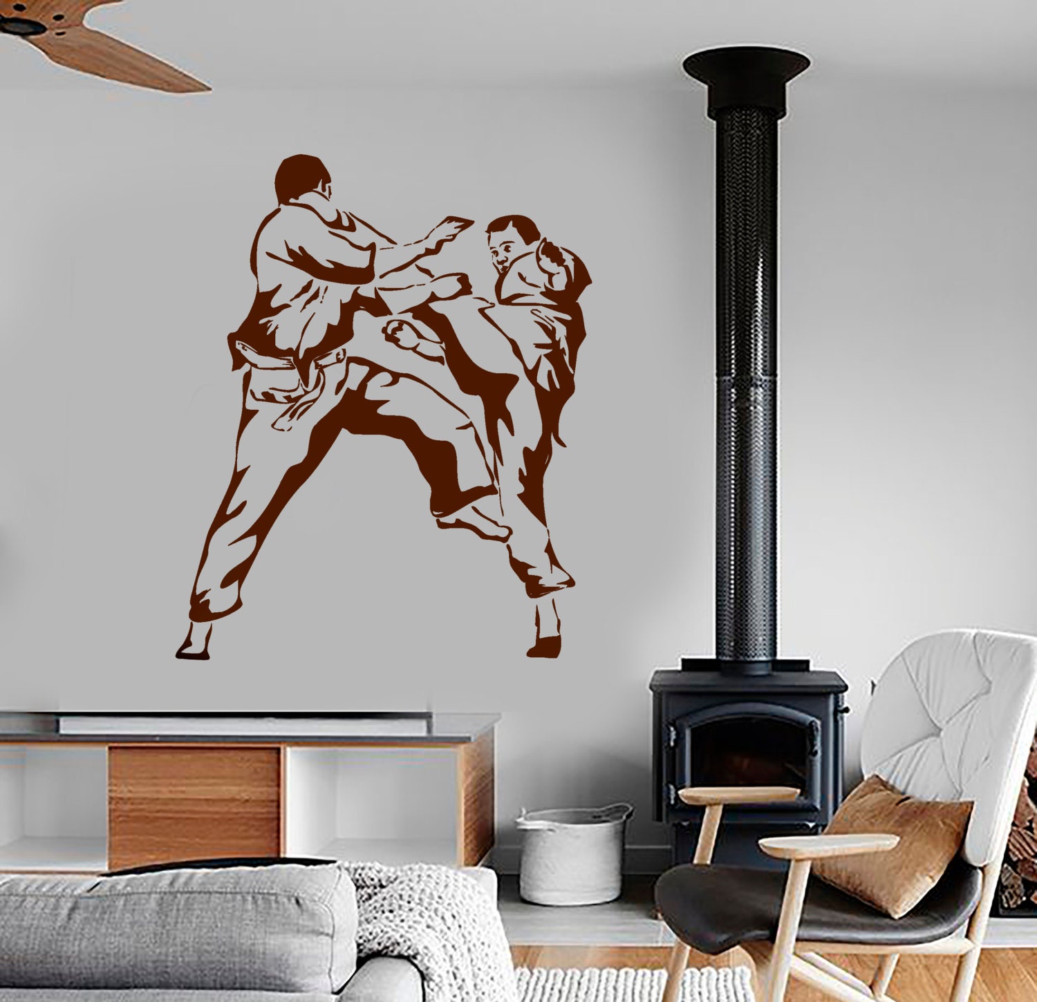 Wall Vinyl Decal Sport Karate Fighting Practice Fight Techniques Sport ...