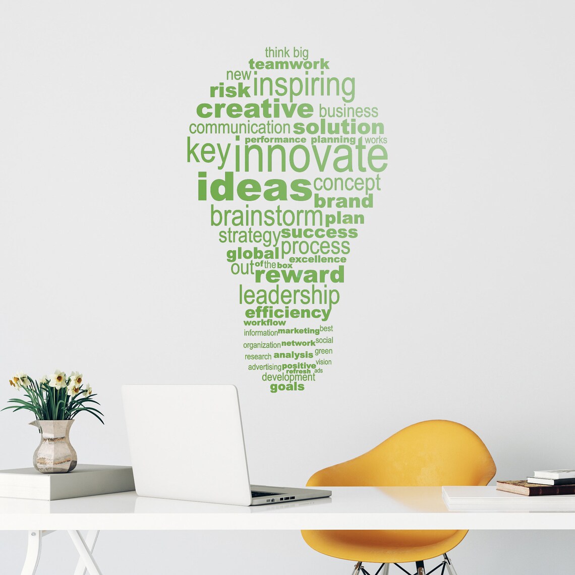Office Lightbulb Vinyl Wall Decal: Innovate Ideas Decor (#6516di) - Etsy