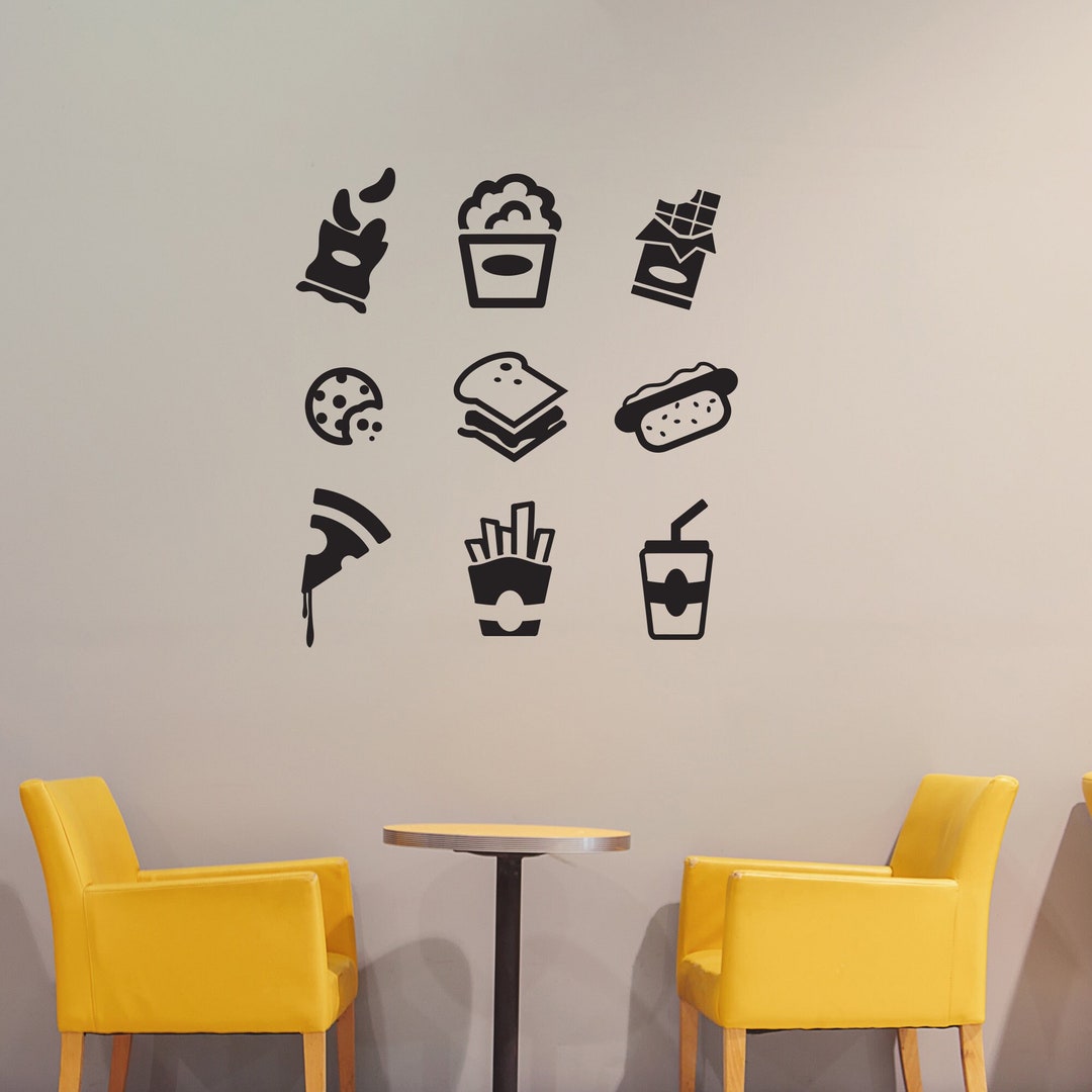 Snack Bar Vinyl Wall Decal: Fast Food Kitchen Decor (#6116di) - Etsy