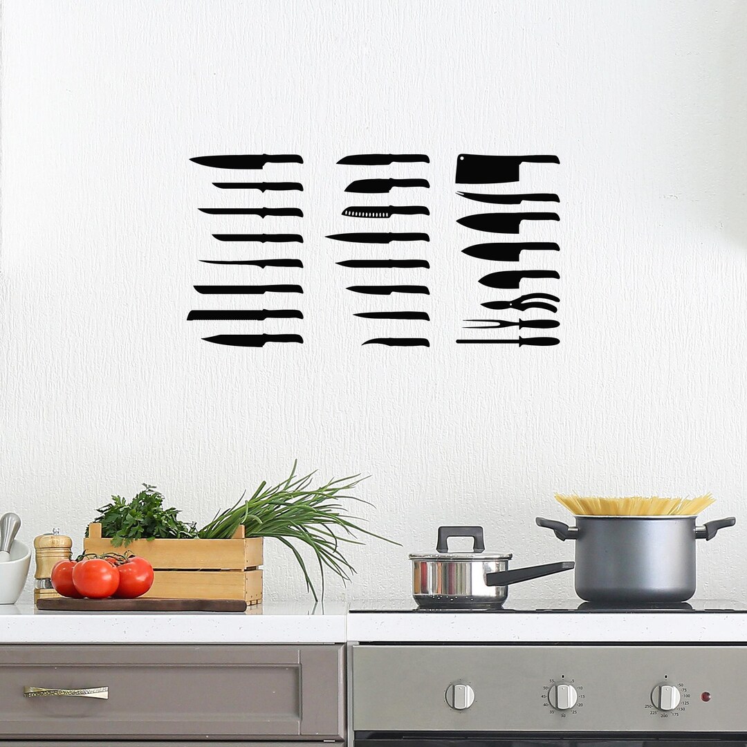 Knives Vinyl Wall Decal Butcher Shop Kitchen Decoration Grill Steak ...
