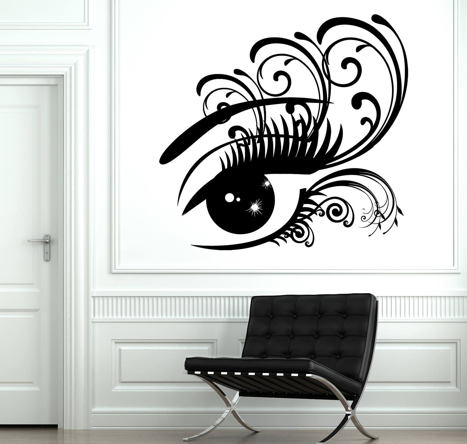 Wall Vinyl Decal Women's Eye With Big Eyelashes Beauty - Etsy
