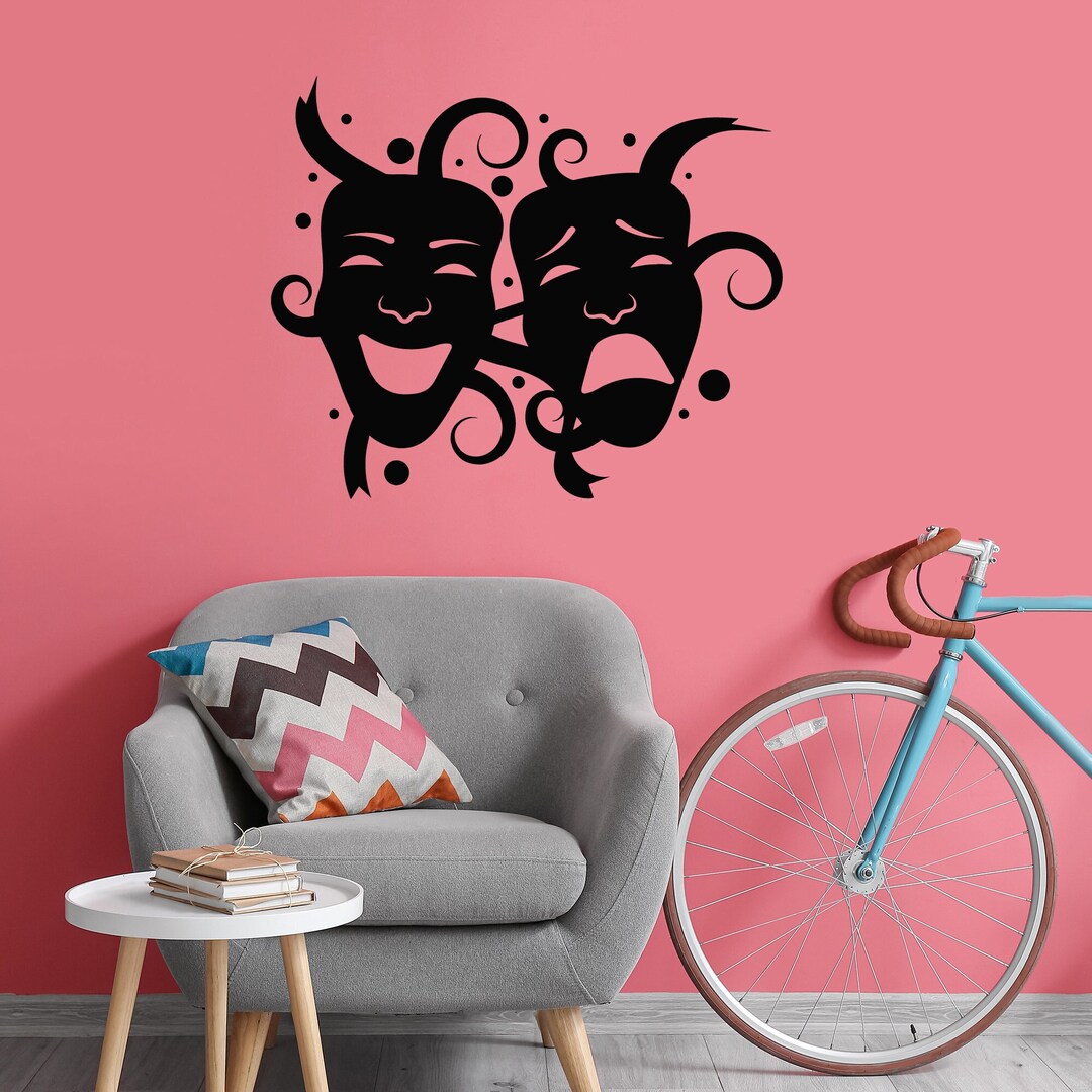 Face Masks Vinyl Wall Decal Comedy and Tragedy Theatrical Interior ...