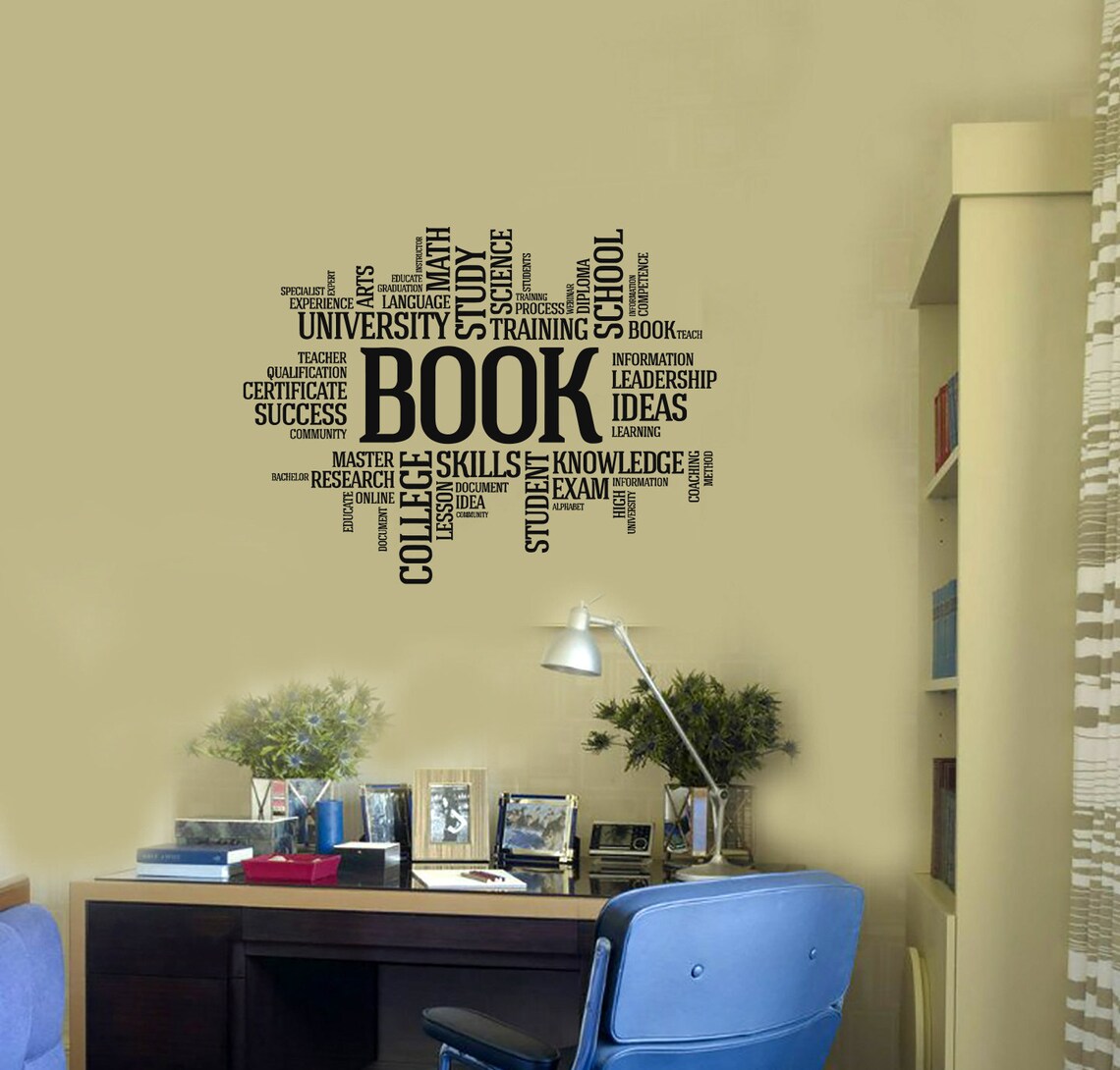 Book Vinyl Wall Decal Reading Room Library Book Shop Words - Etsy