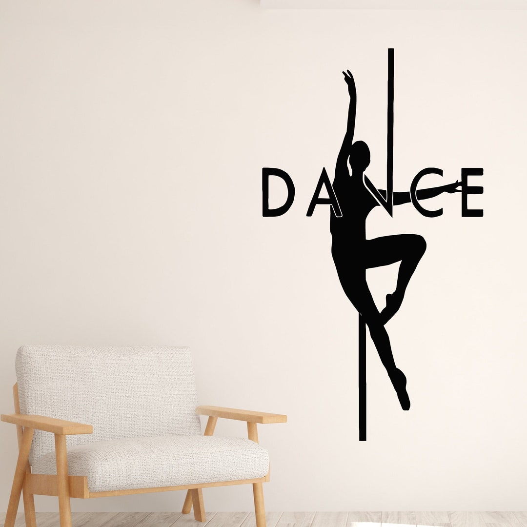 Dancing Vinyl Wall Decal Pole Dance Girl Night Club Striptease Stickers ...
