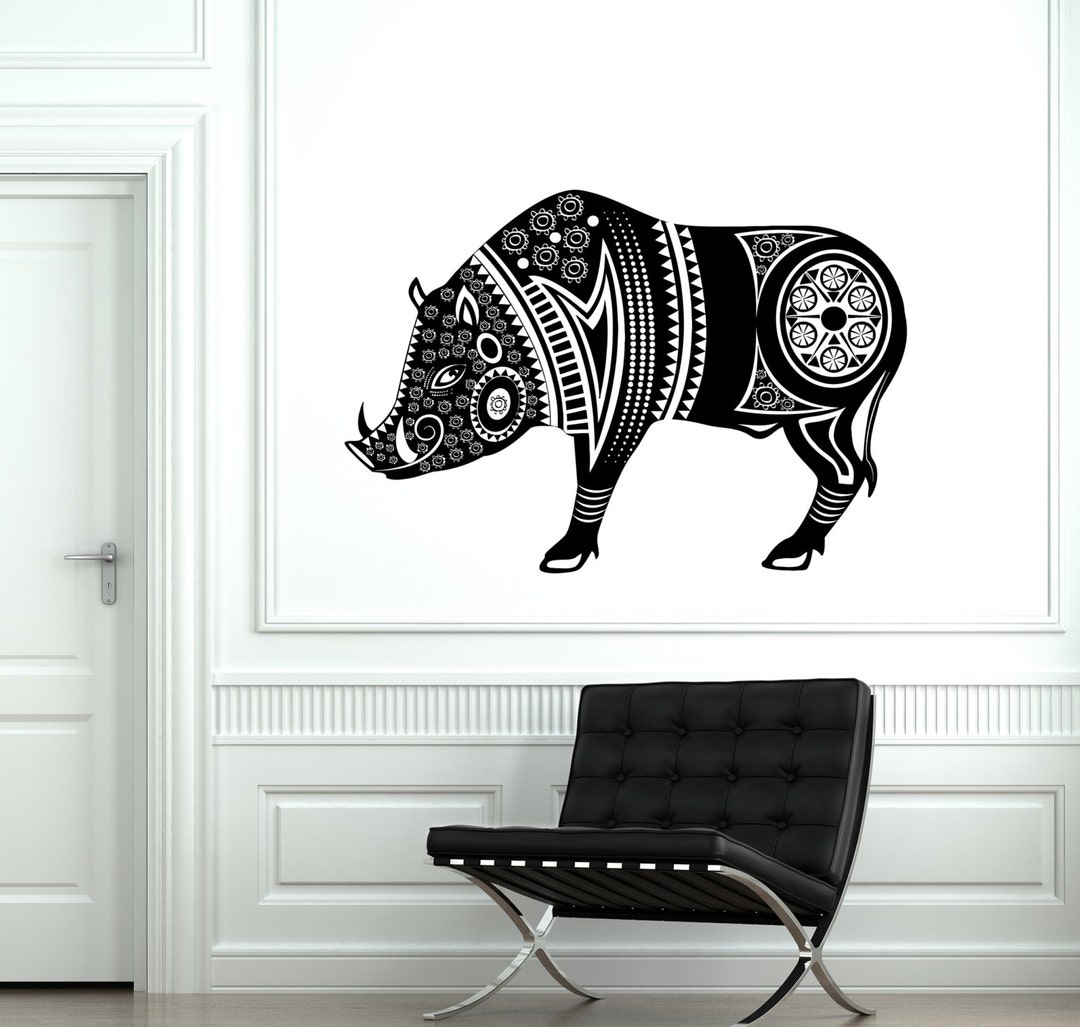 Wall Decal Animal Wild Boar Pig Tribal Ornament Mural Vinyl Decal ...