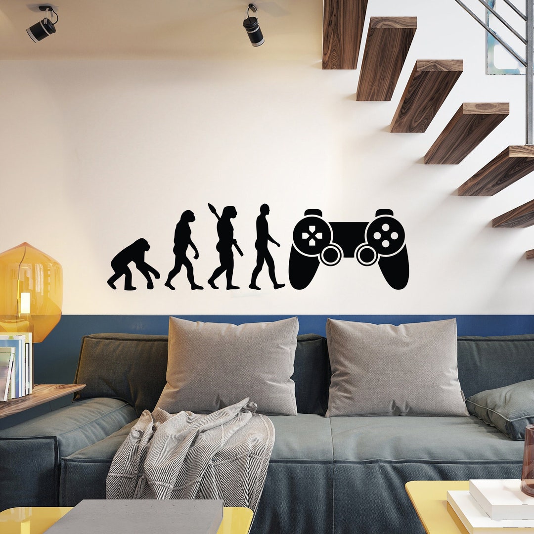 Gaming Evolution Vinyl Wall Decal Controller Video Games Theme Gamer ...