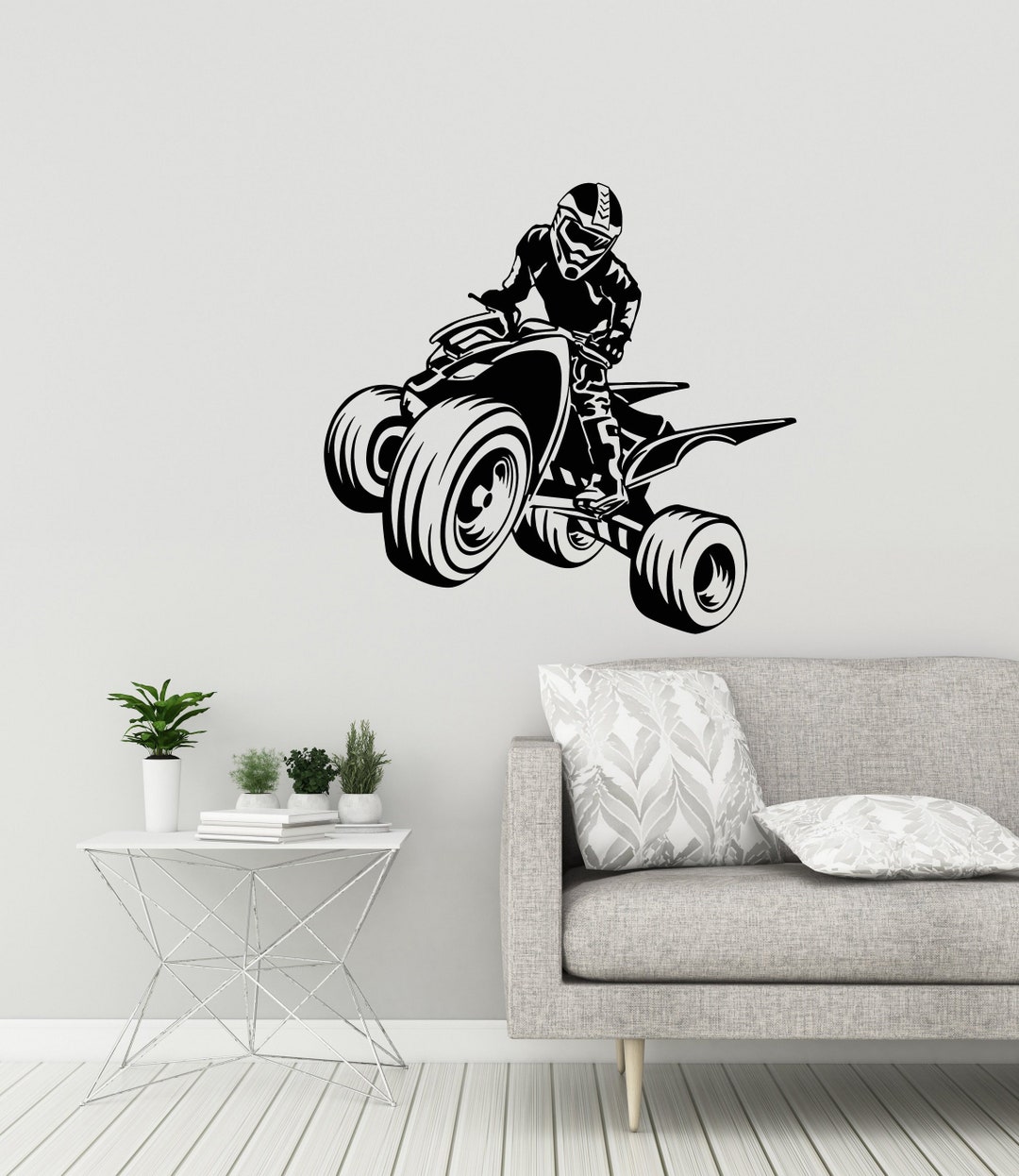 Quad Bike Vinyl Wall Decal Sport ATV Garage Man Cave Decor Stickers ...