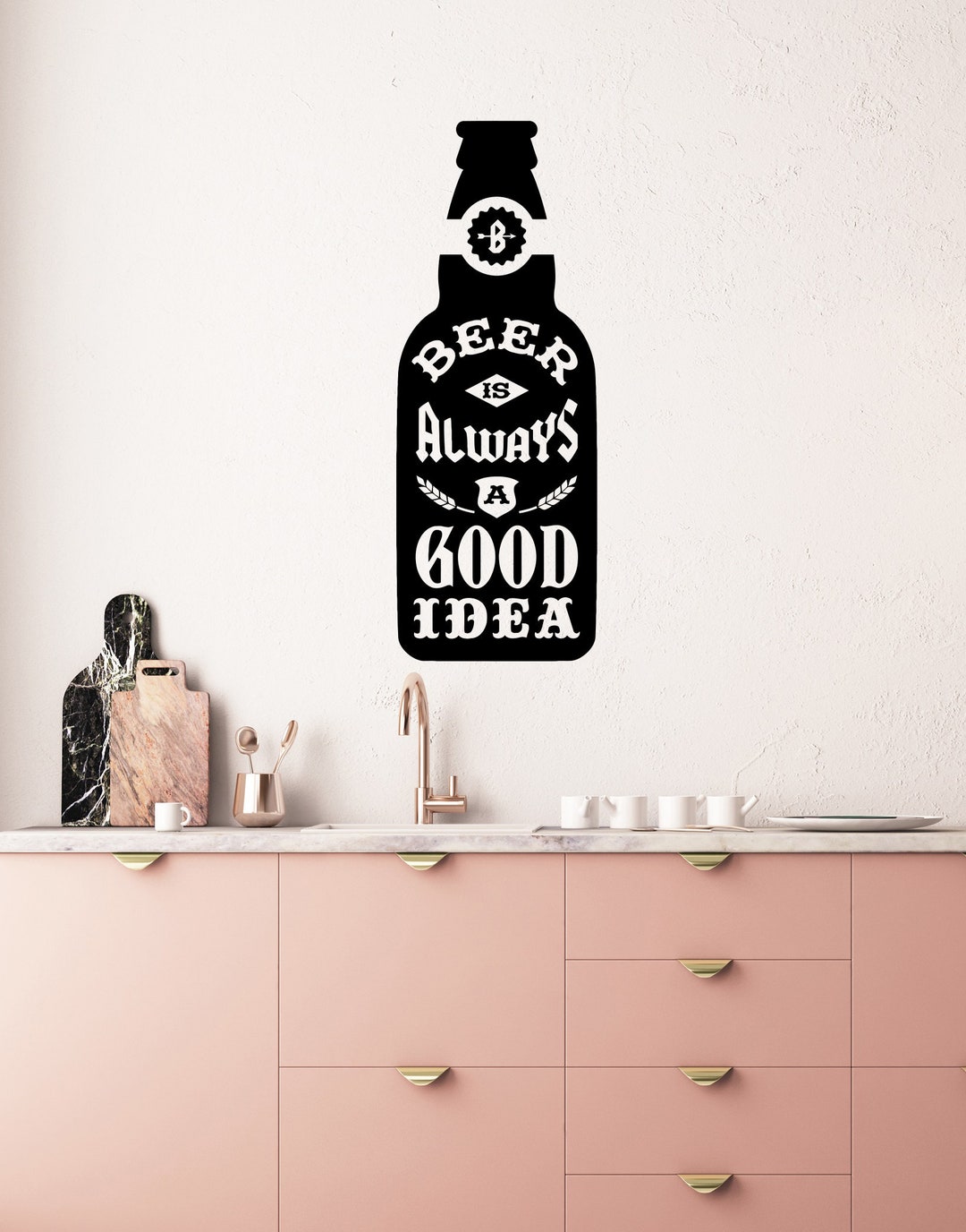 Beer Bottle Vinyl Wall Decal Quote Saying Bar Pub Stickers Mural ...