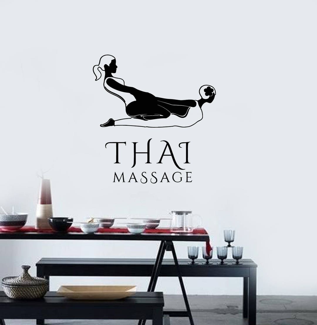 Thai Massage Vinyl Wall Decal Spa Relax Salon Room Decor Stickers Mural ...