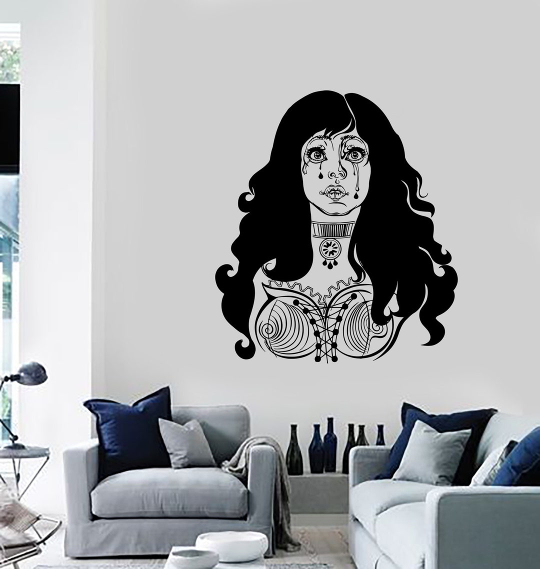 Wall Decal Sexy Crying Girl Woman With Large Breasts Hot Vinyl Sticker ...
