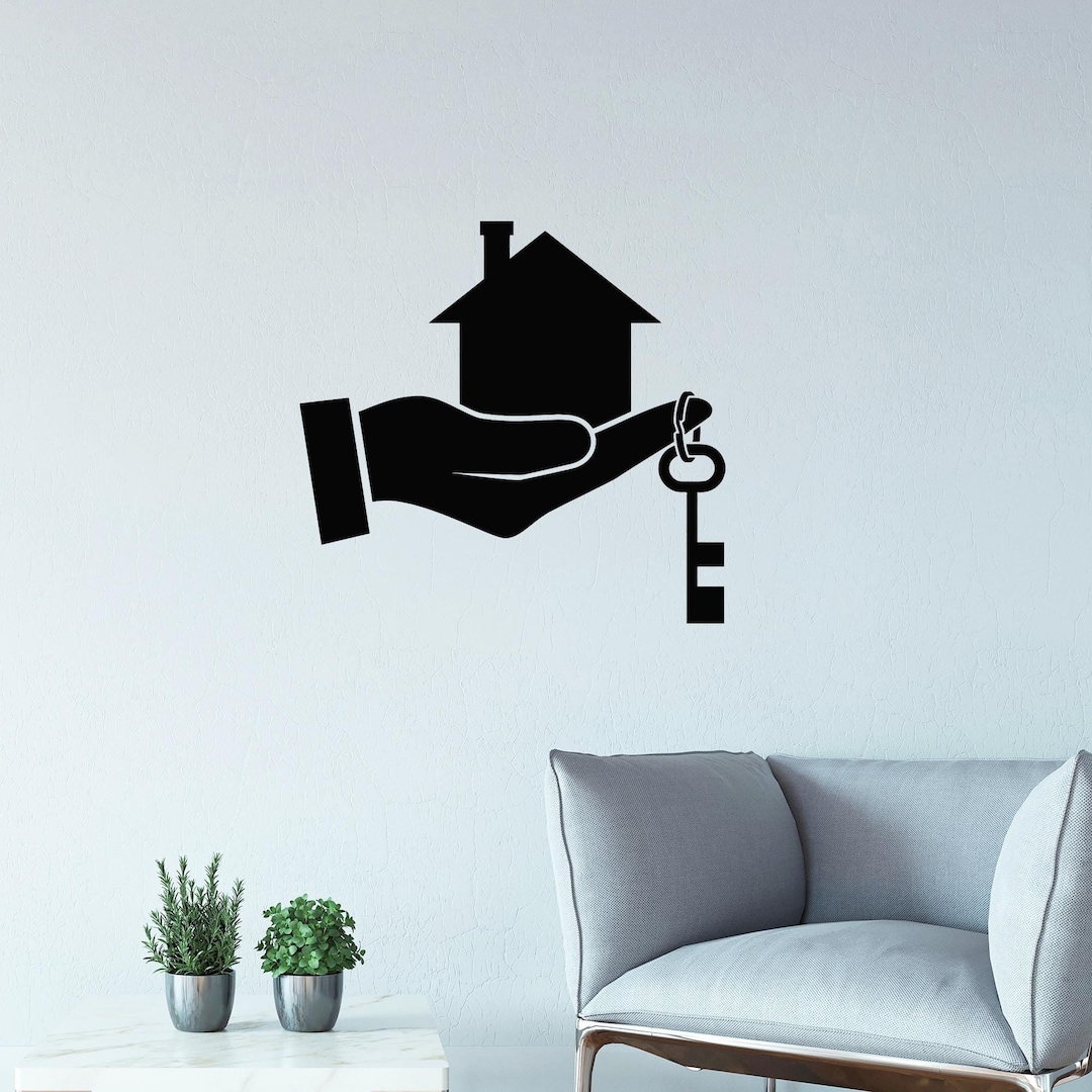 House and Key Vinyl Wall Decal Real Estate Agency Agent Office ...