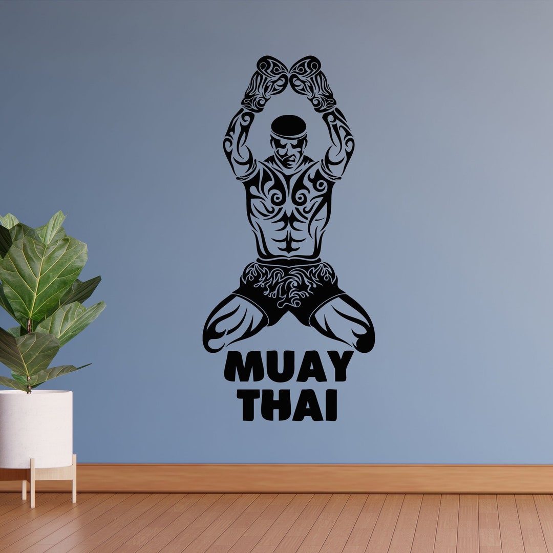Fight Vinyl Wall Decal Muay Thai Boxing Sports Gym Decor Stickers Mural ...