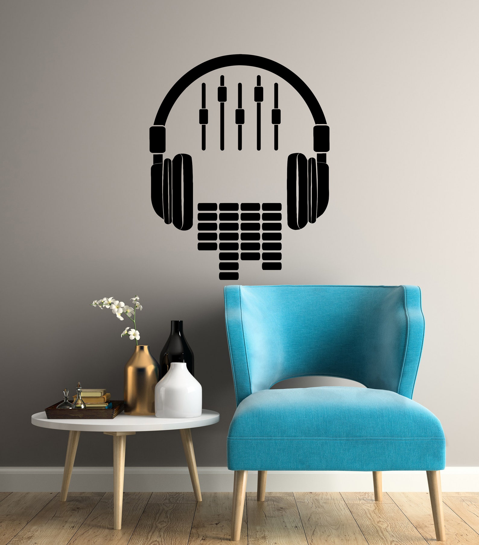 Headphones Vinyl Wall Decal Music DJ Musical Teen Room - Etsy