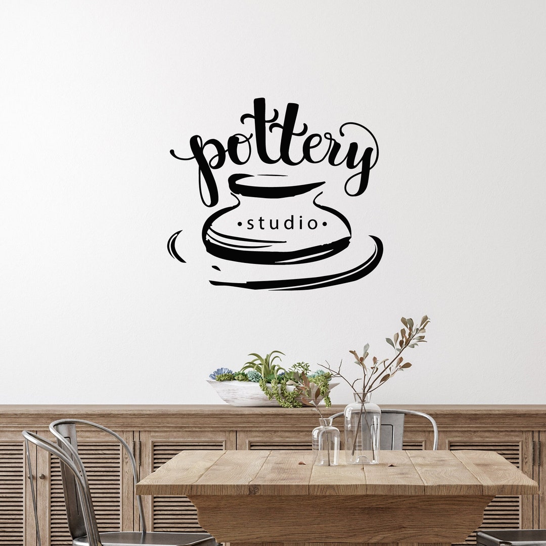 Pottery Studio Vinyl Wall Decal Ceramics Clay Tableware Workshop ...