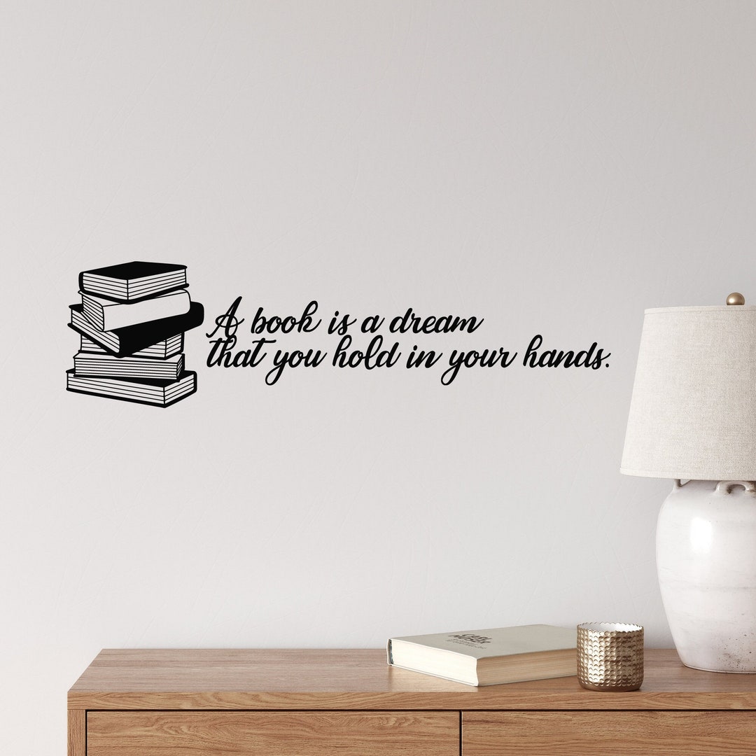 Book Vinyl Wall Decal Library Inspirational Quote Read Literature ...