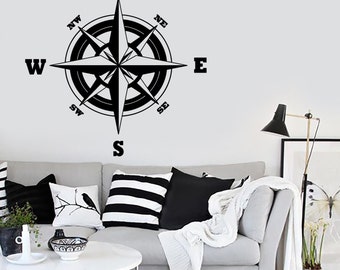 Wall Vinyl Decal Compass Nautical Marine Science Traveling | Etsy