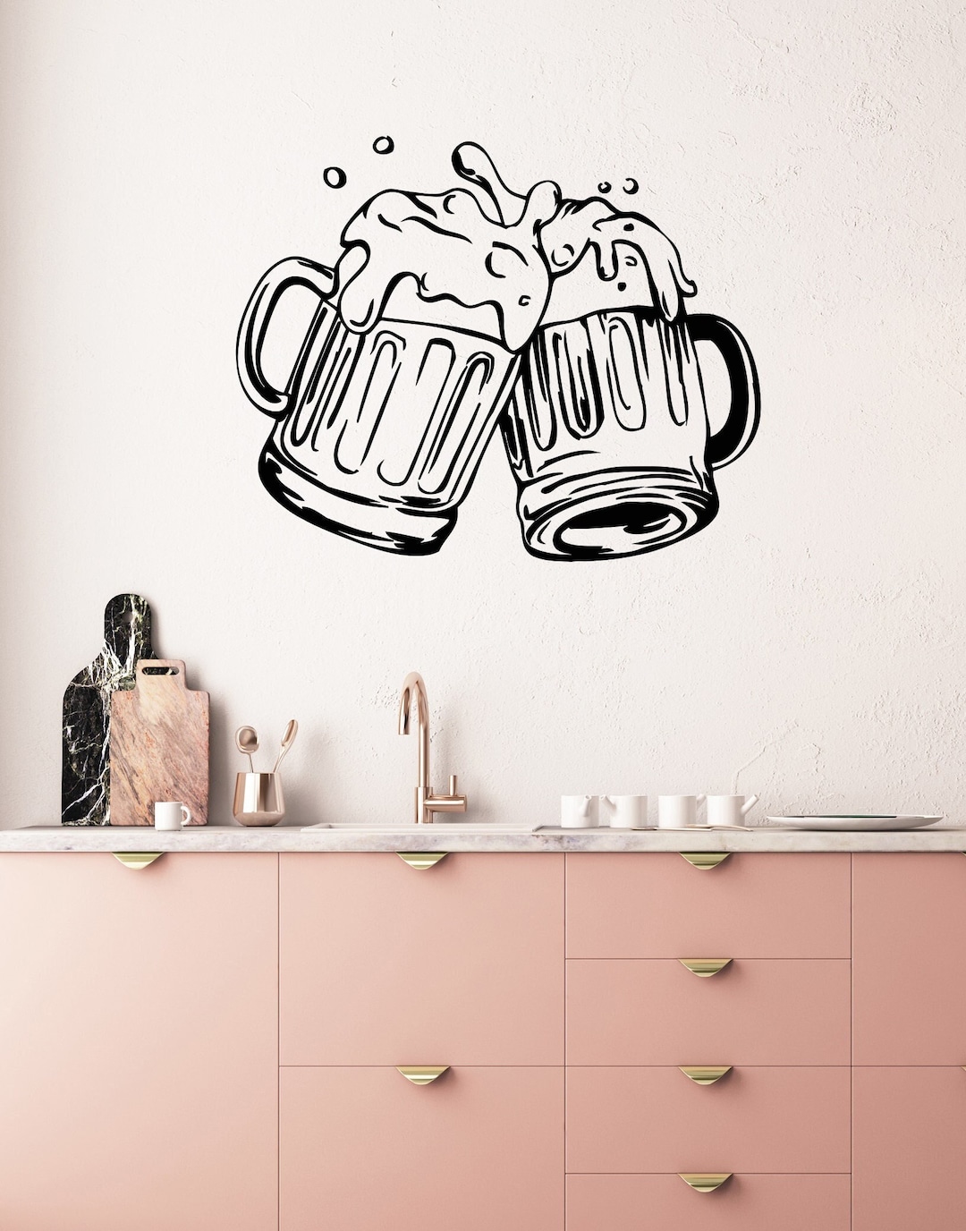 Two Mugs of Beer Vinyl Wall Decal Home Bar Pub Decor Man Cave Brewery ...