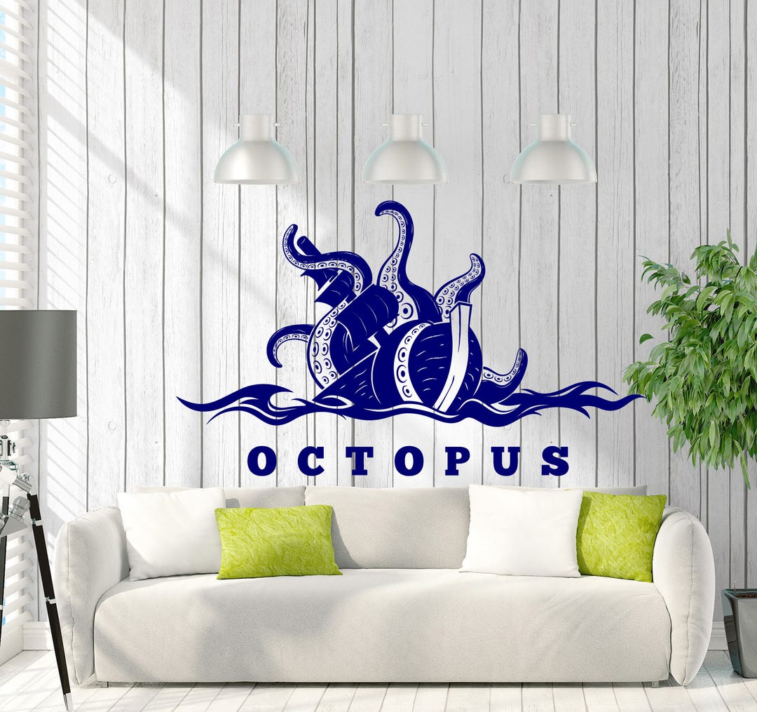 Wall Vinyl Decal Bathroom Octopus Nautical Ocean Sea Mural Art for ...