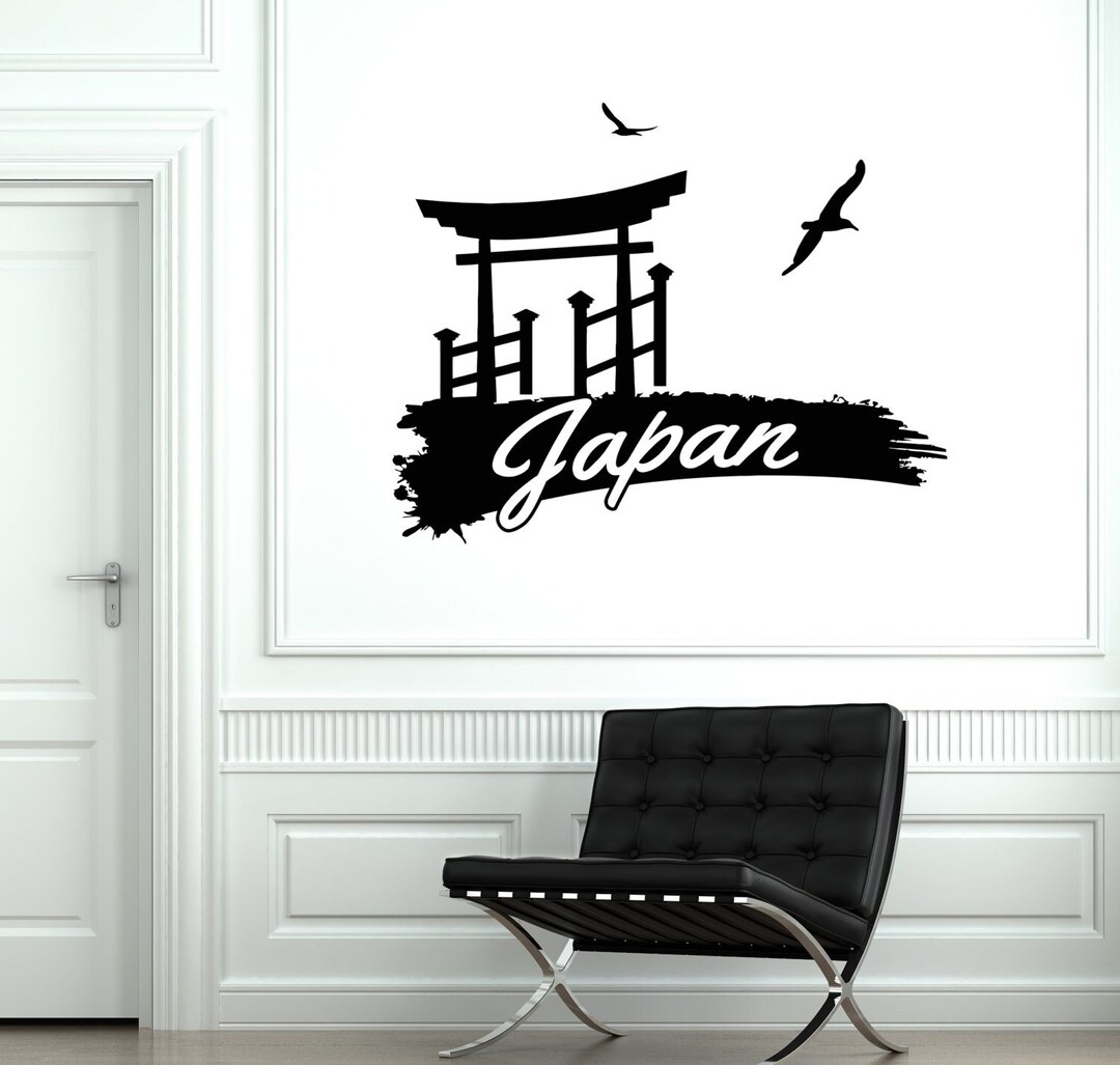 Japan Vinyl Wall Decal Japanese Gate Birds Torii Asian Oriental Culture ...