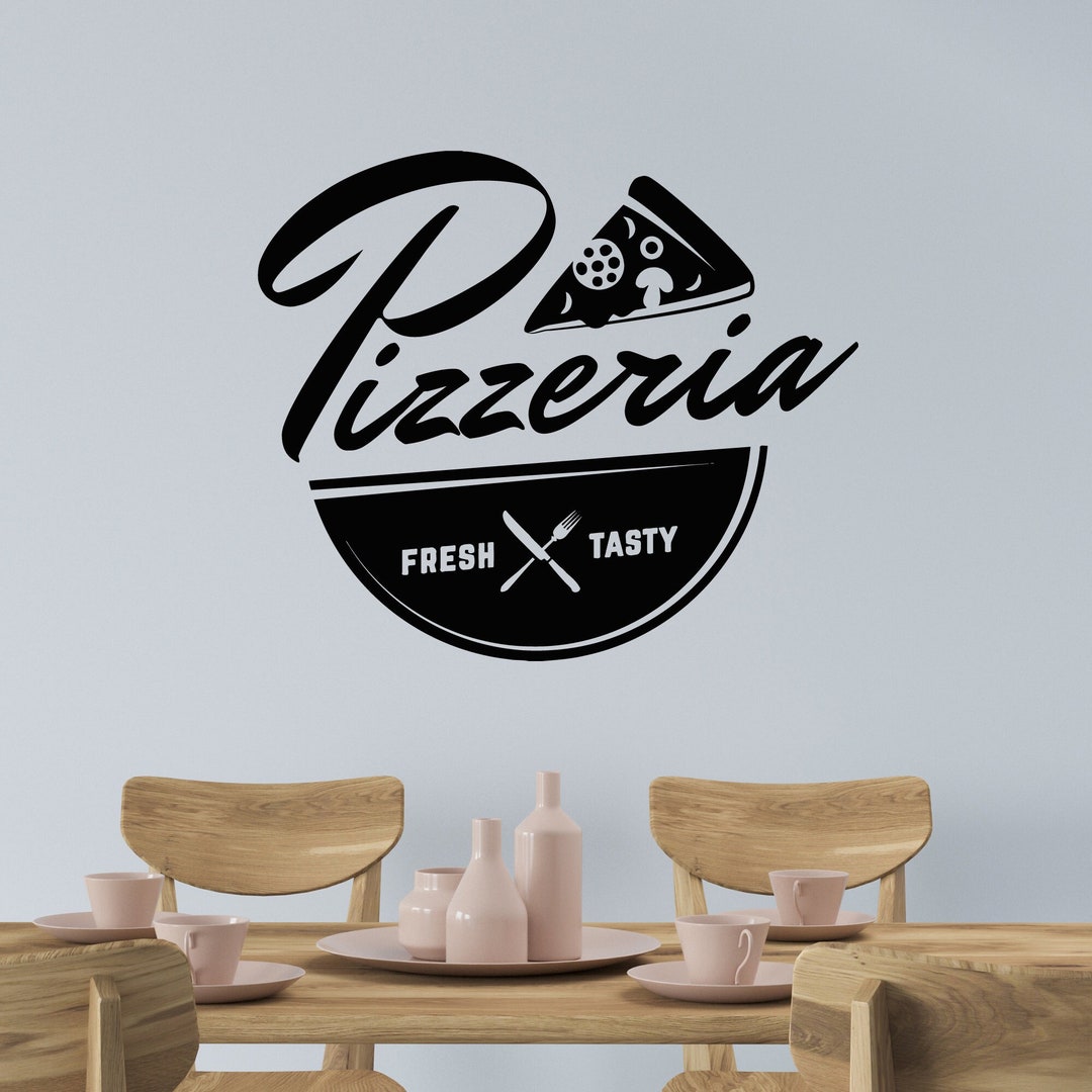 Pizzeria Vinyl Wall Decal Italian Restaurant Cook Kitchen Tasty Food ...