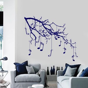 Wall Vinyl Decal Tree With Branches Hanging Music Notes Modern Decor ...