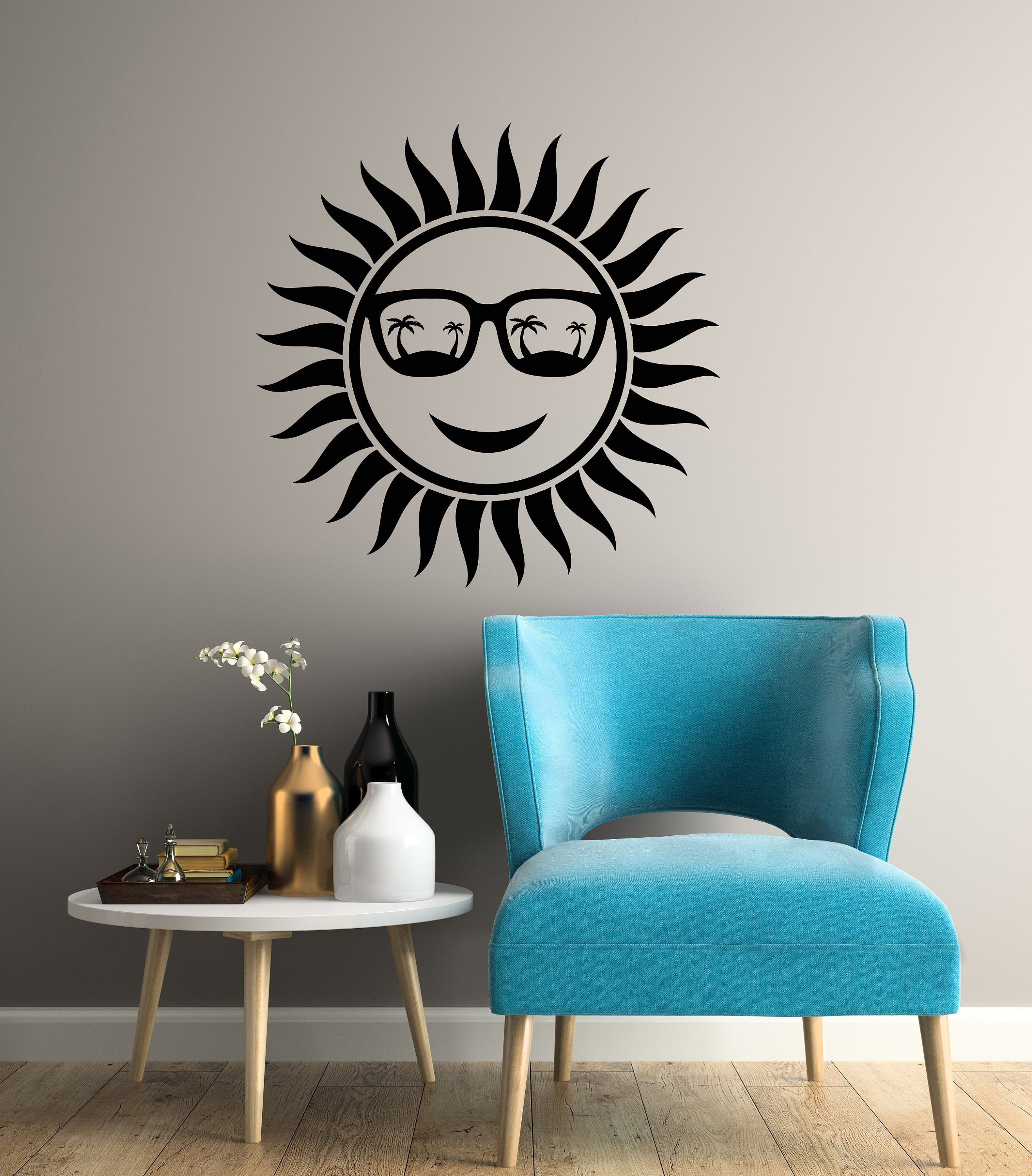 Home & Living #3099di Sun Vinyl Wall Decal Positive Relax Beach Style ...