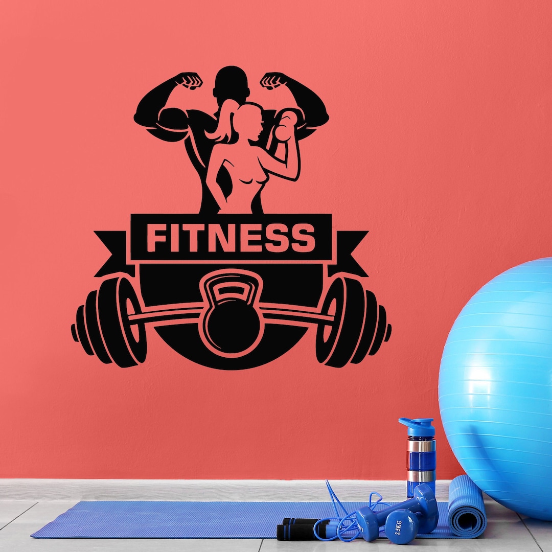 Bodybuilding Vinyl Wall Decal Muscles Gym Fitness Iron Sport Stickers ...