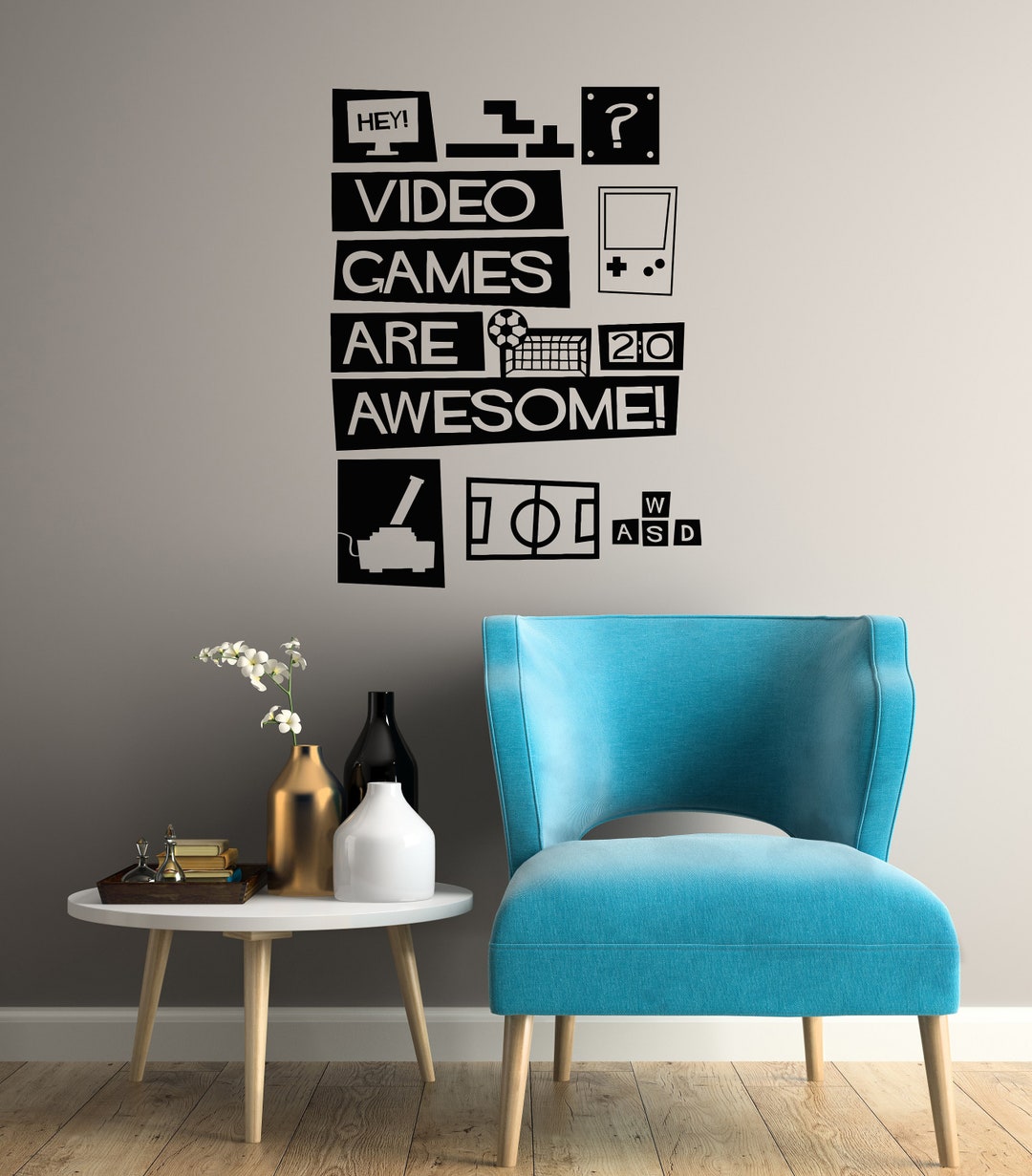 Video Games Vinyl Wall Decal Gamer Room Playroom Quote Stickers Mural ...
