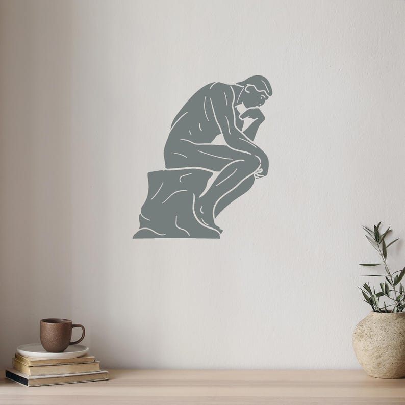 Thinker Sculpture Vinyl Wall Decal Man Philosophy Statue Art Home Decor ...