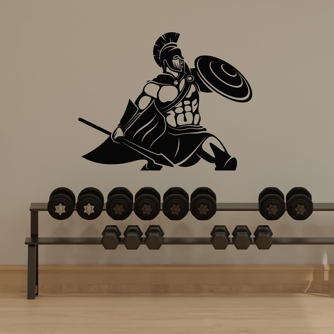 Warrior Vinyl Wall Decal Spartan Soldier Military Interior for Gyms ...