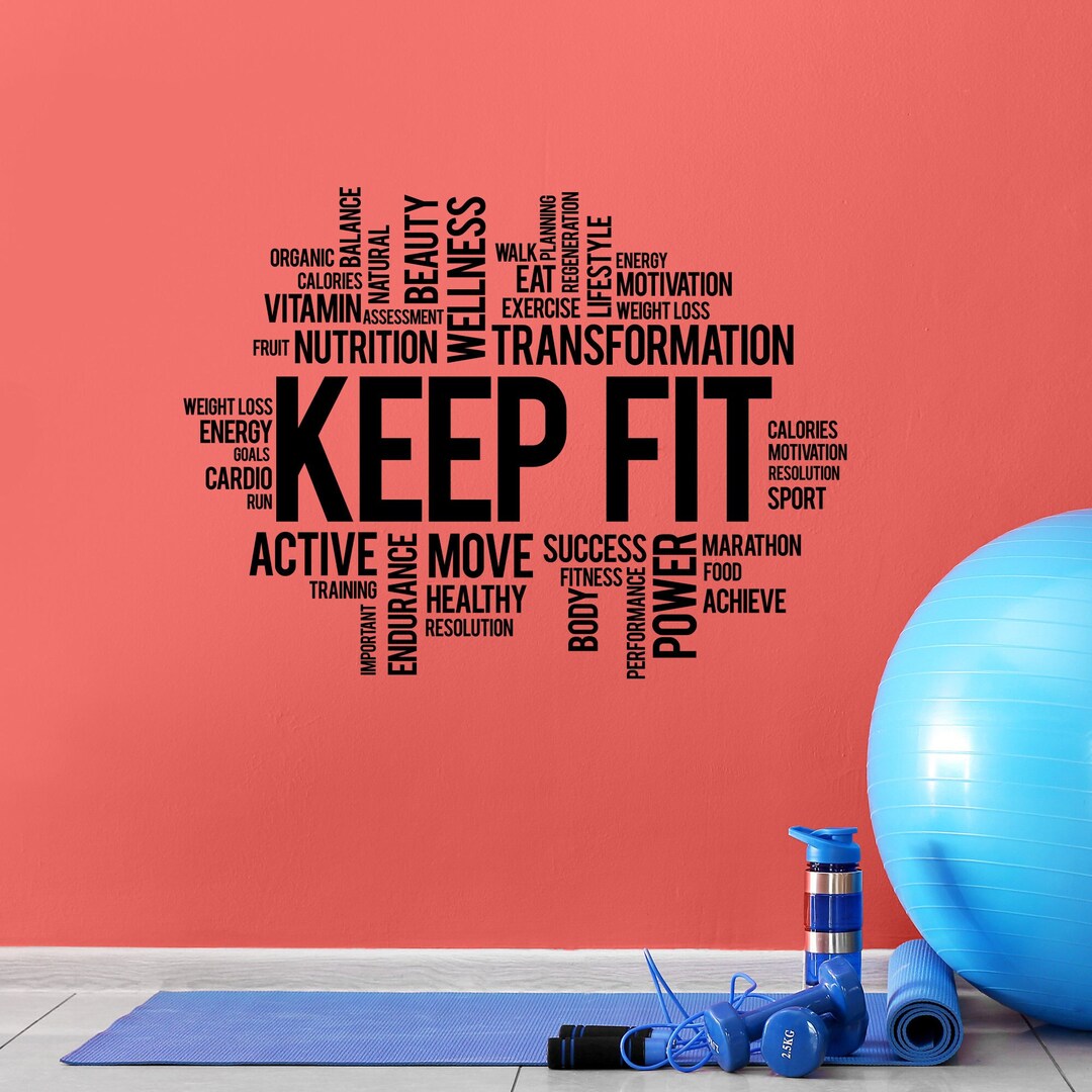 Keep Fit Vinyl Wall Decal Fitness Center Home Gym Sports Healthy ...