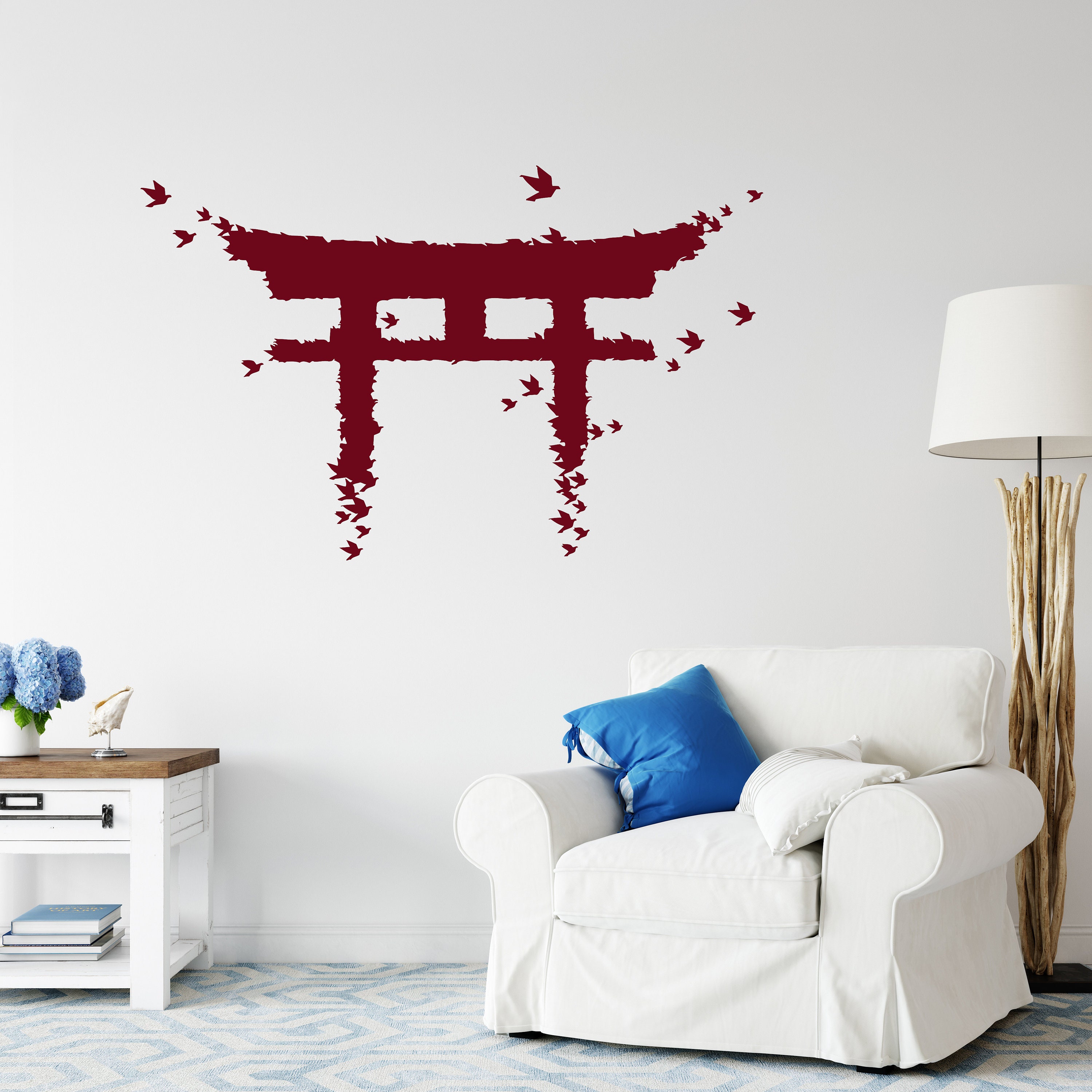Japanese Gate Vinyl Wall Decal Birds Japan Asian Style Asia Home Room ...
