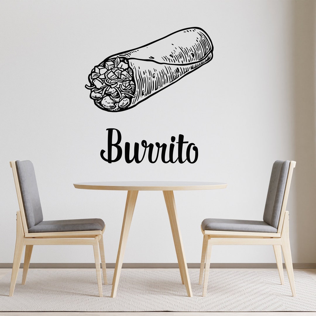 Burrito Vinyl Wall Decal Mexican Cuisine Fast Food Dinning Room Kitchen ...
