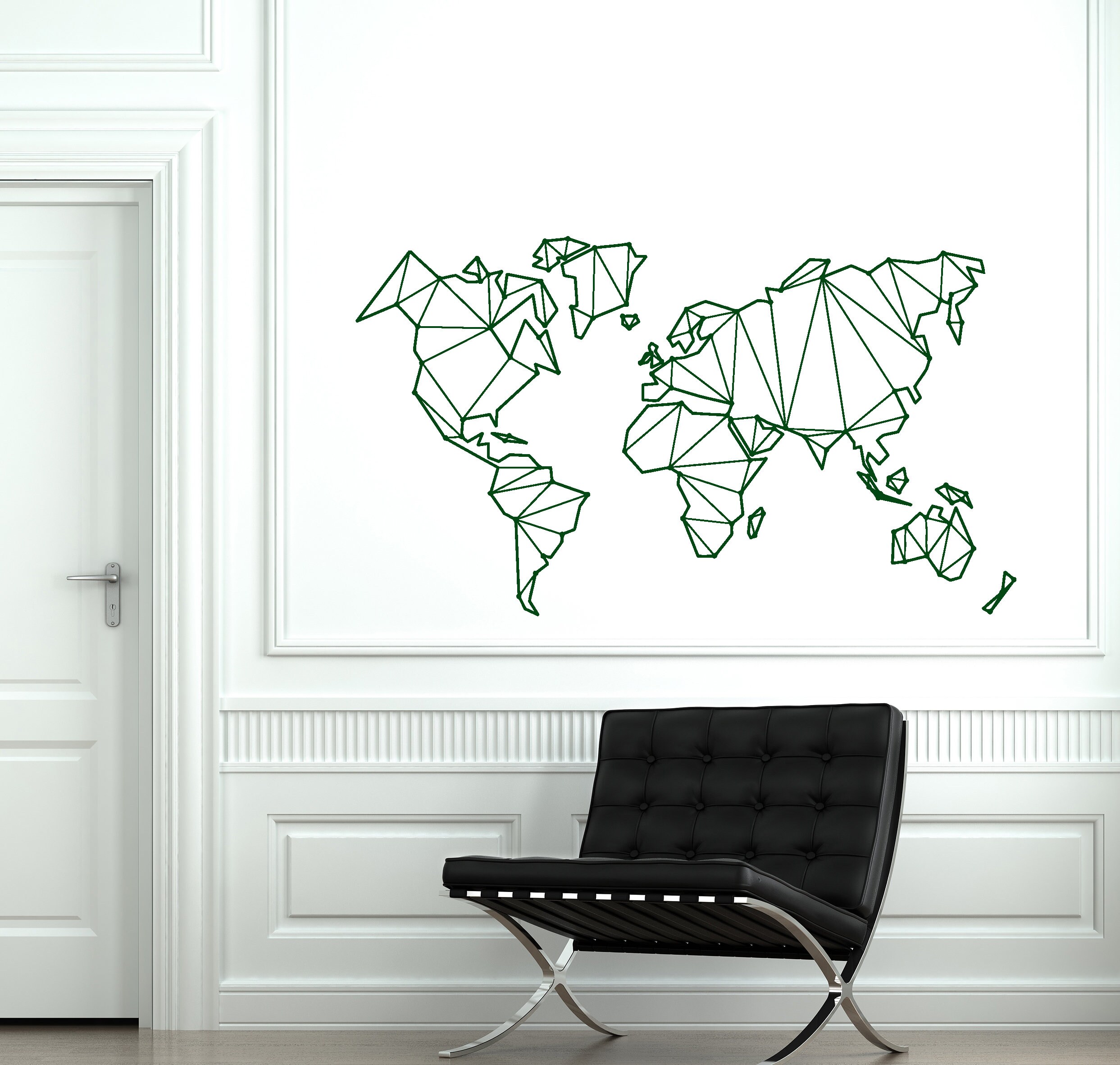 World Map Vinyl Wall Decal Abstract Decor School Room Home Interior ...