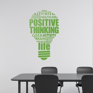 Transform Your Space With a Positive Thinking Light Bulb Vinyl Wall ...