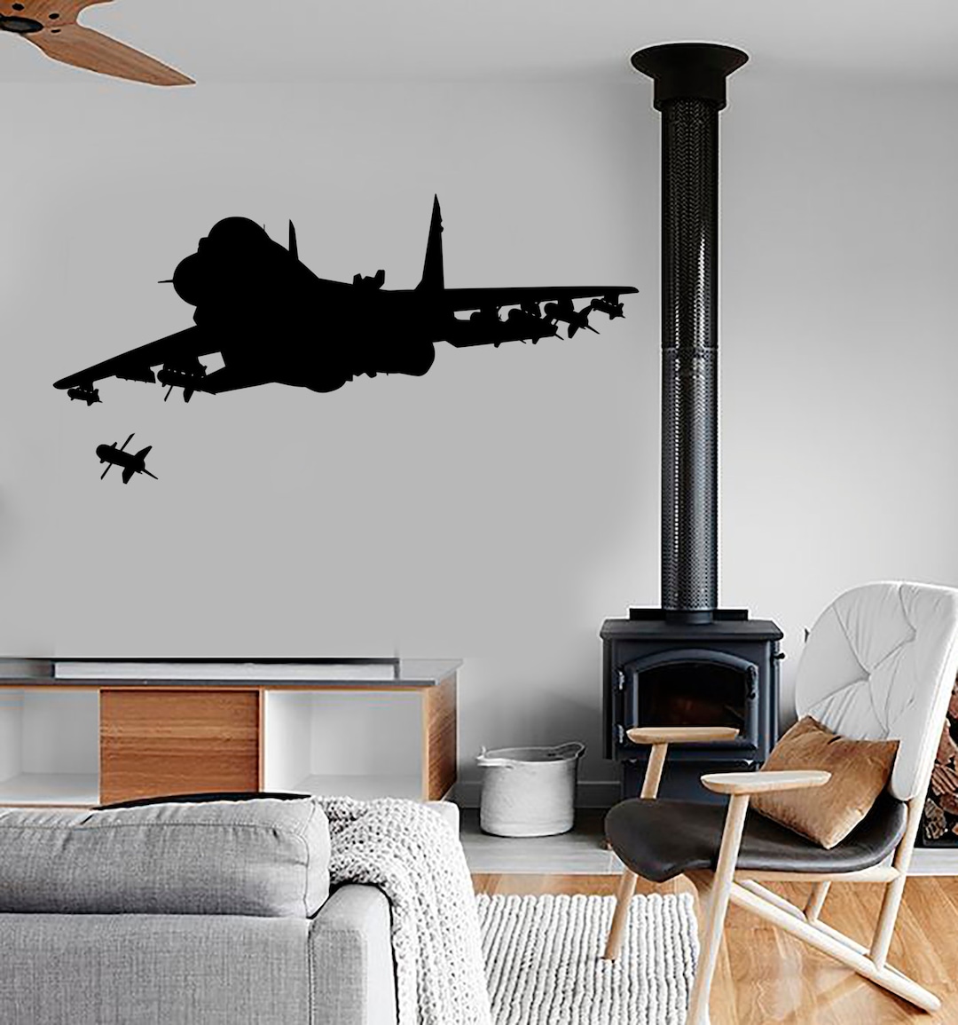 Wall Vinyl Jet Fighter Firing Missile Guaranteed Quality Decal Mural ...