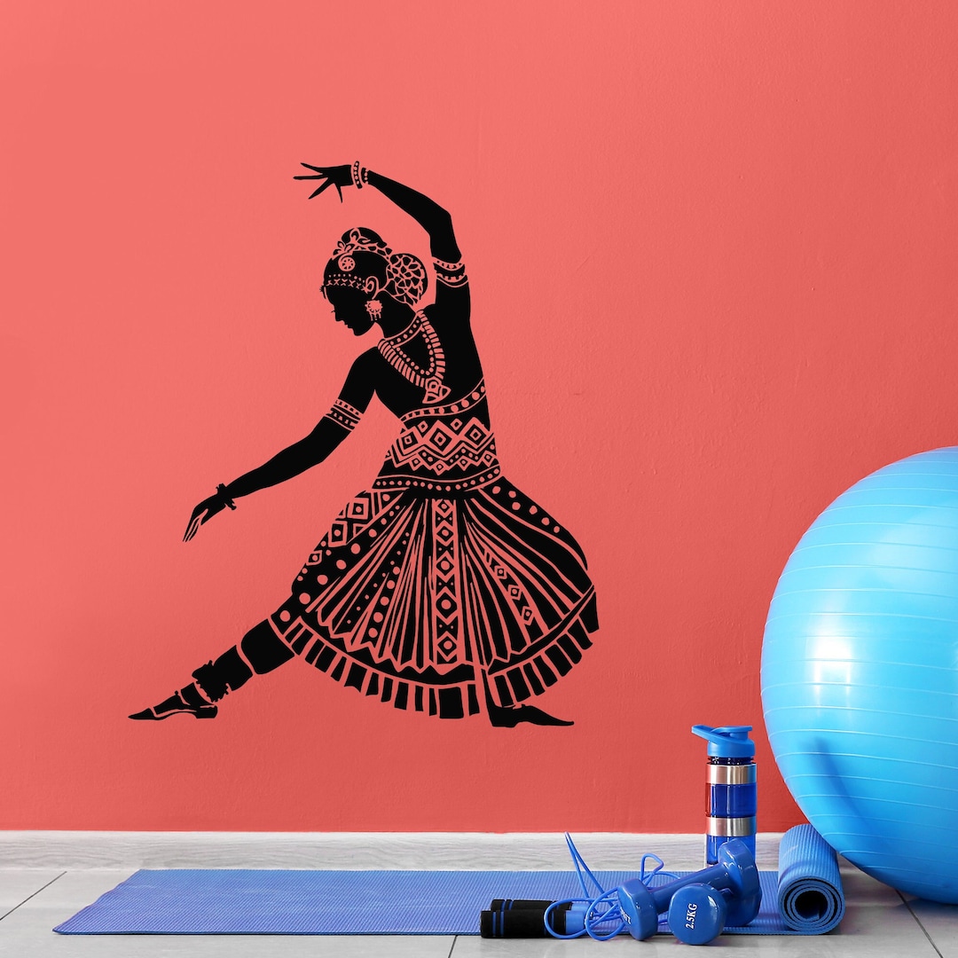 Indian Dance Vinyl Wall Decal Hindu Beautiful Woman Dancer Stickers ...